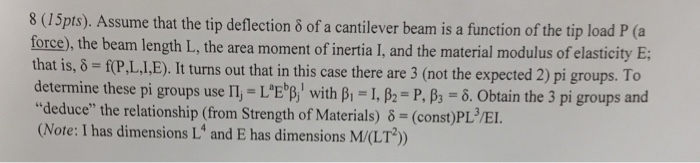 Solved Assume that the tip deflection delta of a cantilever | Chegg.com