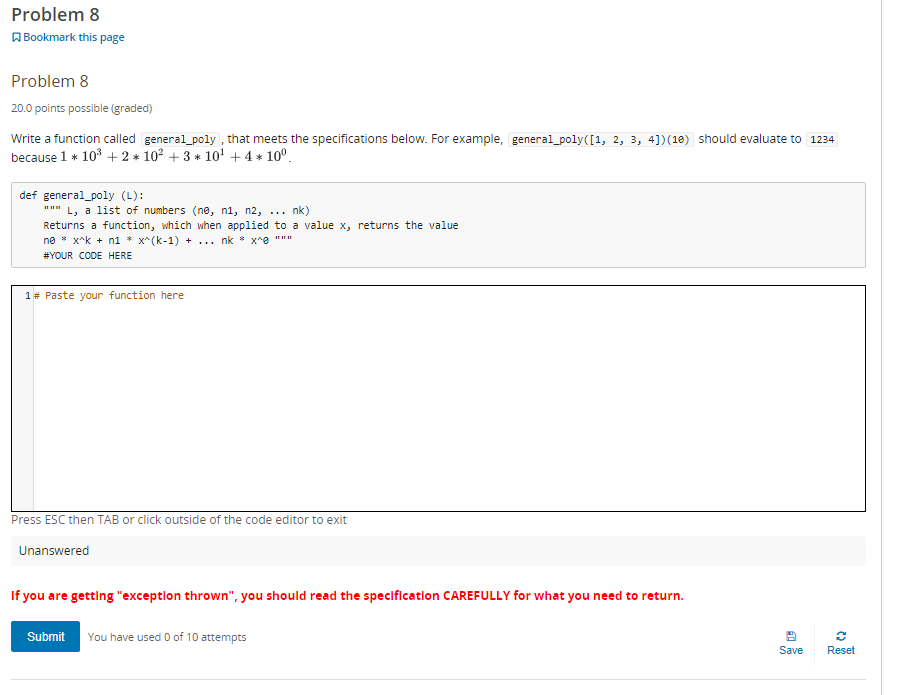 Solved Write a function called general_poly, that meets the | Chegg.com