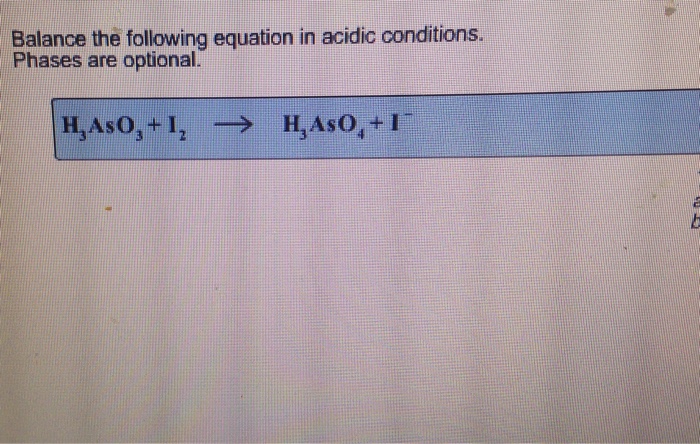 Solved Balance the following equation in acidic conditions. | Chegg.com