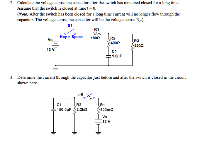 Solved Calculate the voltage across the capacitor after the | Chegg.com