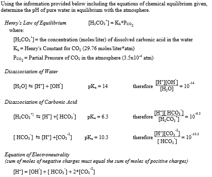 Solved Determine pH of pure water in equilibrium with the | Chegg.com