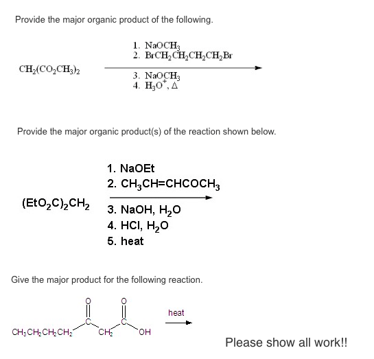 Solved Provide the major organic product of the following. | Chegg.com Solved Provide the major organic product of the following. | Chegg.com