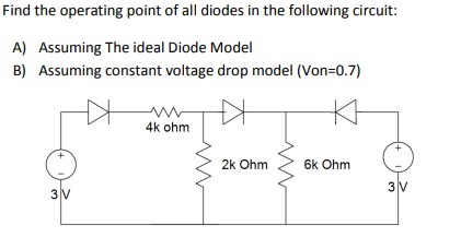 Solved Find the operating point of all diodes in the | Chegg.com