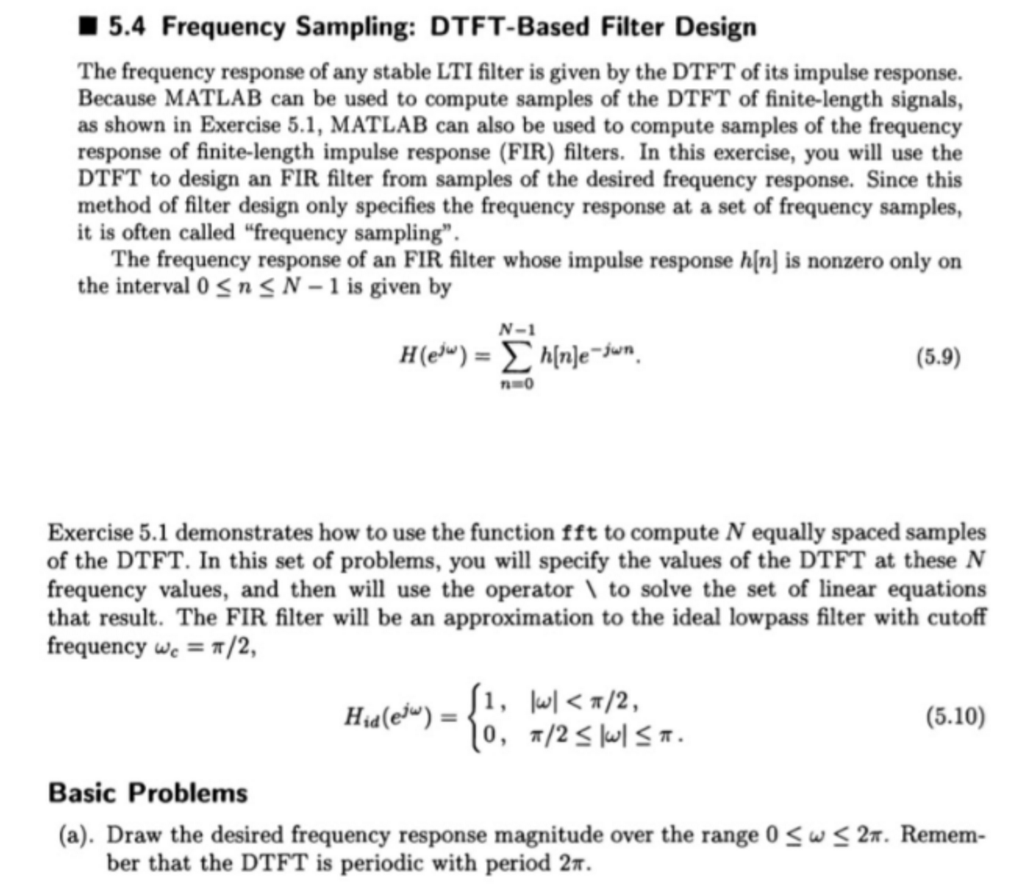 Frequency Sampling: DTFT-Based Filter Design Can | Chegg.com