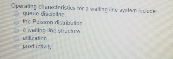Solved Operating characteristics for a waiting line system | Chegg.com