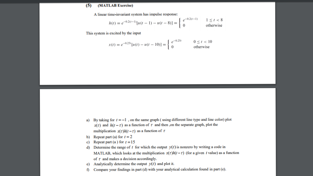 Solved 5 Matlab Exercise A Linear Time Invariant System 2049