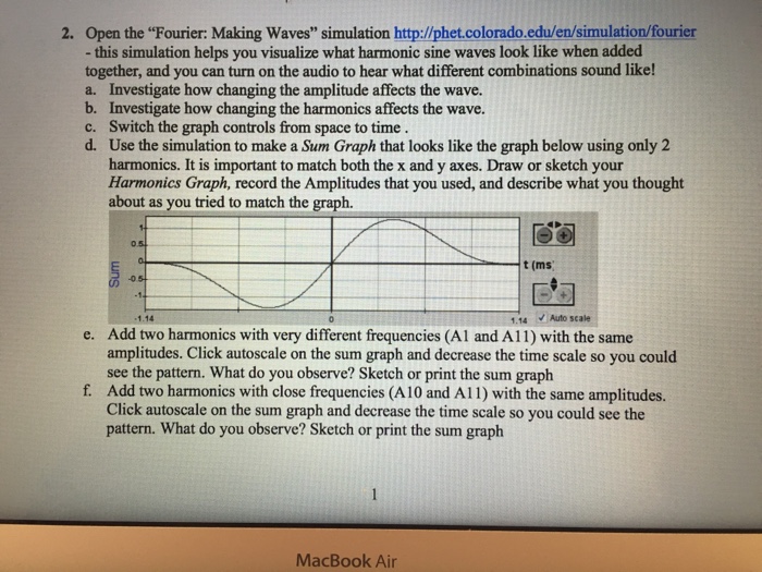 Open the "Fourier Making Waves" simulation | Chegg.com