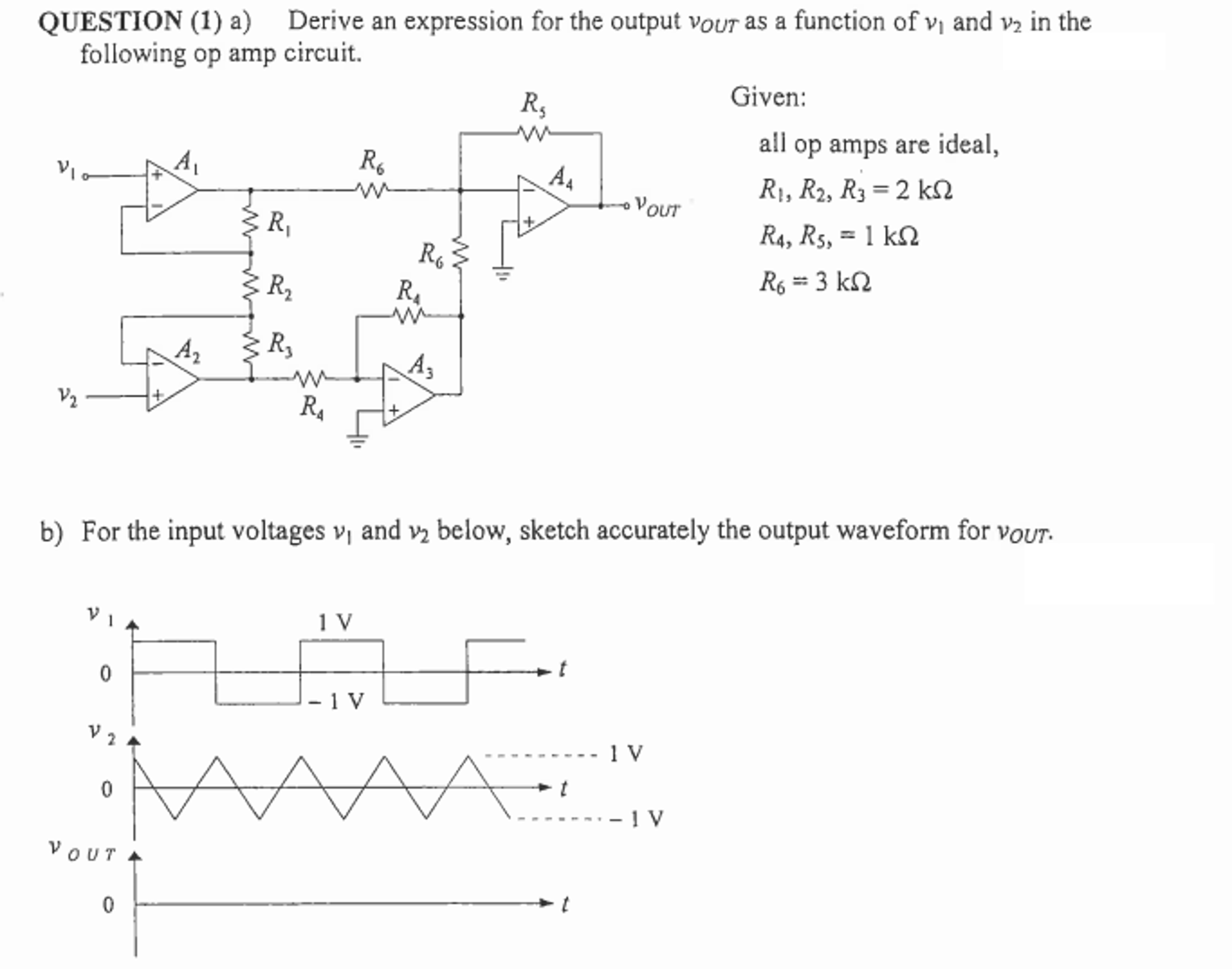 Solved Derive an expression for the output v_OUT a | Chegg.com