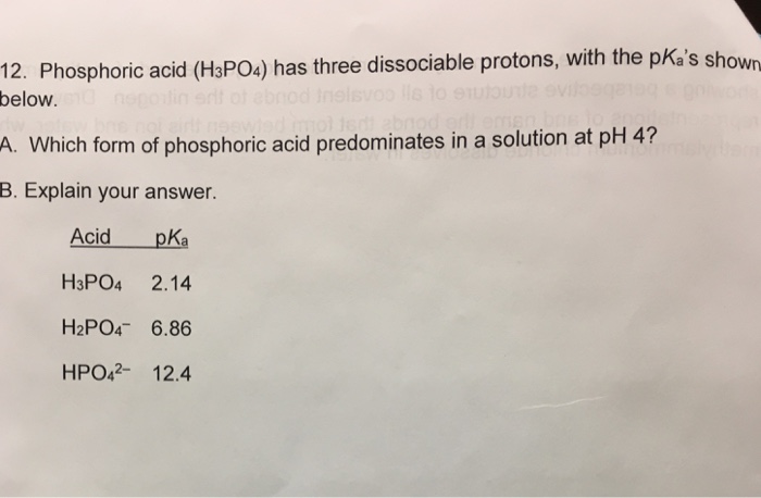 Solved Phosphoric acid (H_3PO_4) has three dissociable | Chegg.com