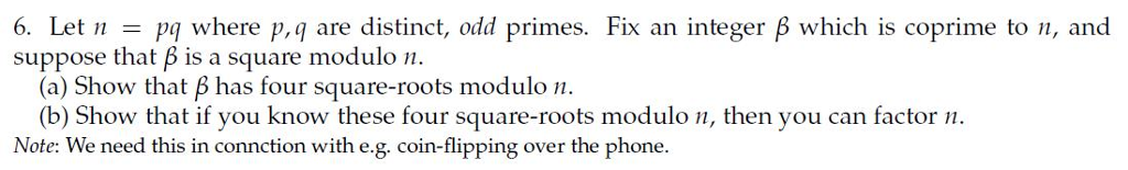 Solved 6. Let n = pq where p, q are distinct, odd primes. | Chegg.com
