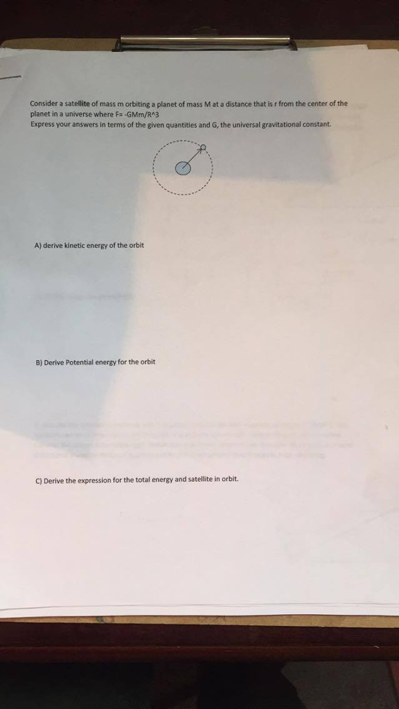 Solved Consider A Satellite Of Mass M Orbiting A Planet Of