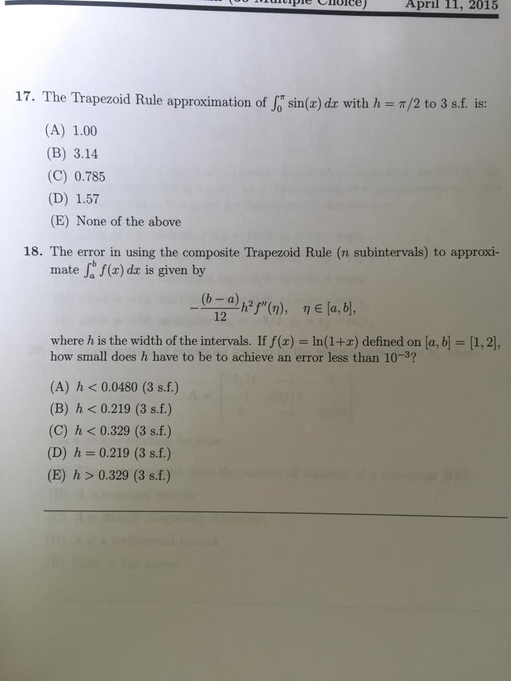 Solved The Trapezoid Rule approximation of integral _0^pi | Chegg.com