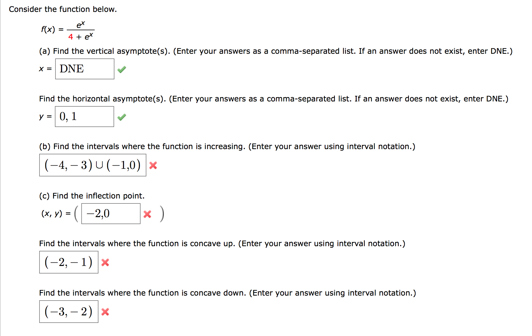 Solved Consider The Function Below F X Ex 4 E X A