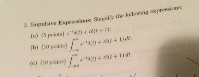 Solved Impulsive Expressions: Simplify the following | Chegg.com