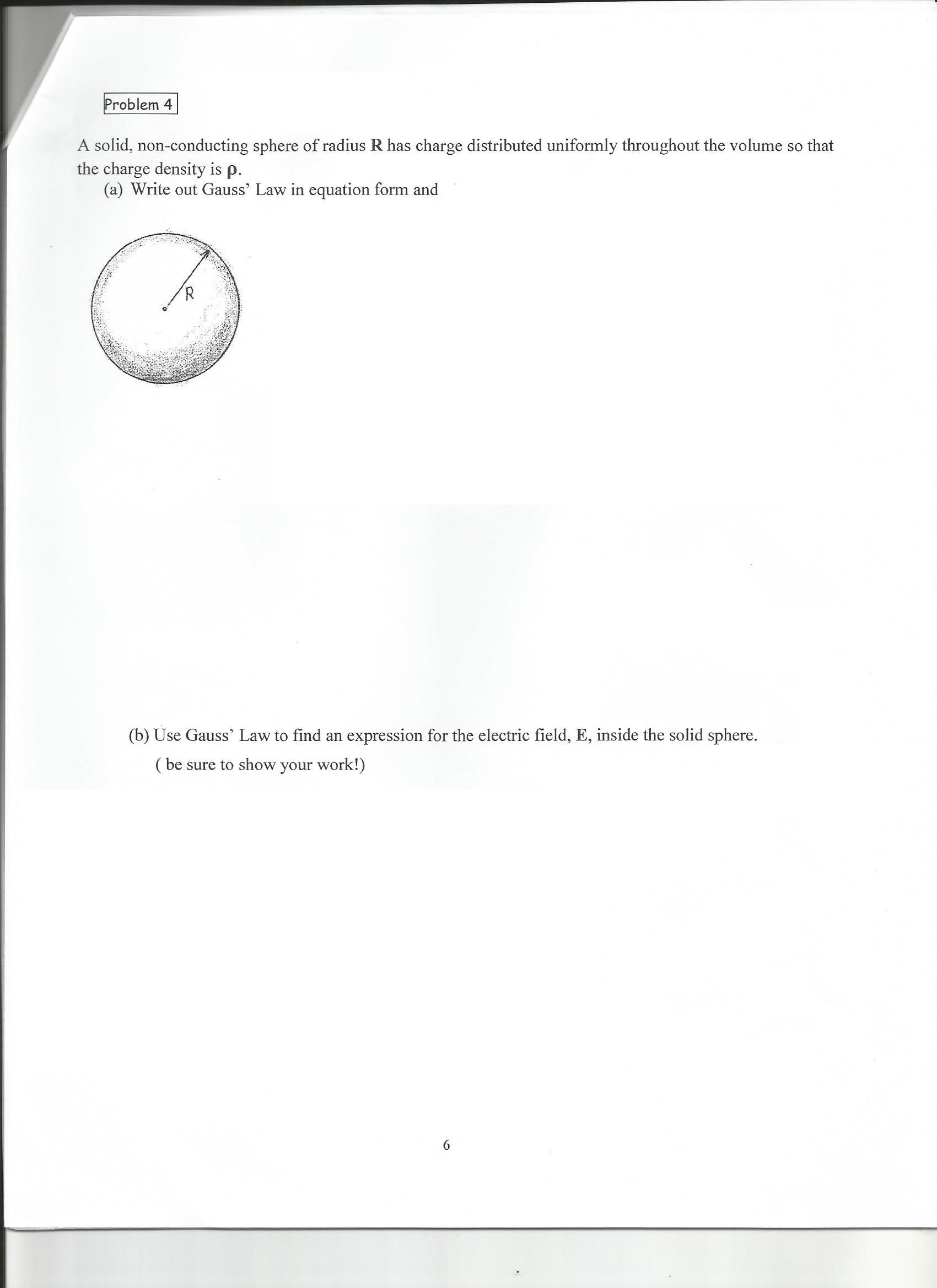 Solved A solid, non-conducting sphere of radius R has charge | Chegg.com