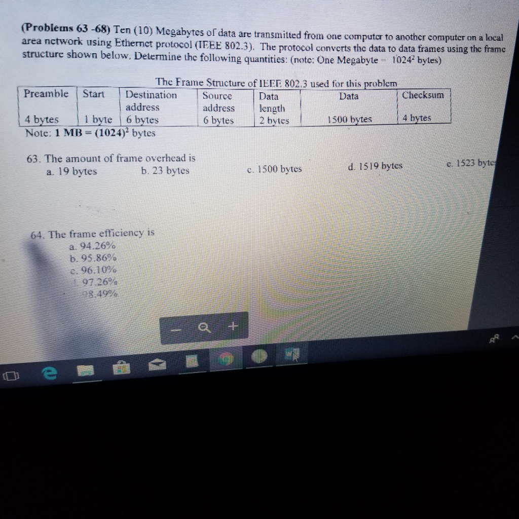 Solved (Problemns 63 -68) Ten (10) Megabytes of data are | Chegg.com