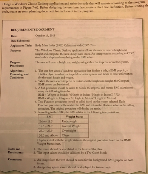 Solved Design a Windows Classic Desktop application and | Chegg.com