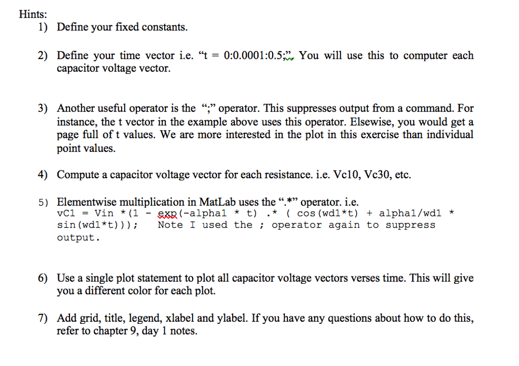 Solved Matlab Circuit Analysis And Plotting Thank You