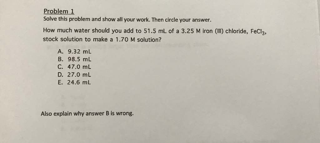 Solved Problem L Solve This Problem And Show All Your Work 