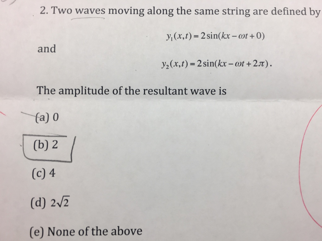 Solved 2. Two waves moving along the same string are defined | Chegg.com