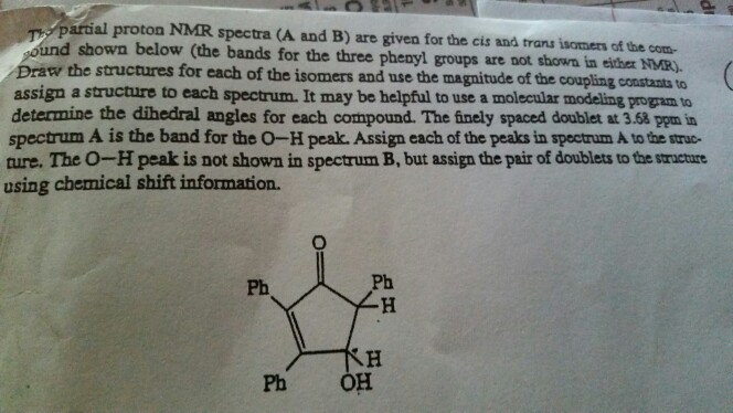 Solved The partial proton NMR spectra (A and B) are given | Chegg.com
