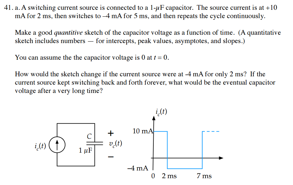 Solved A switching current source is connected to a 1-µF | Chegg.com