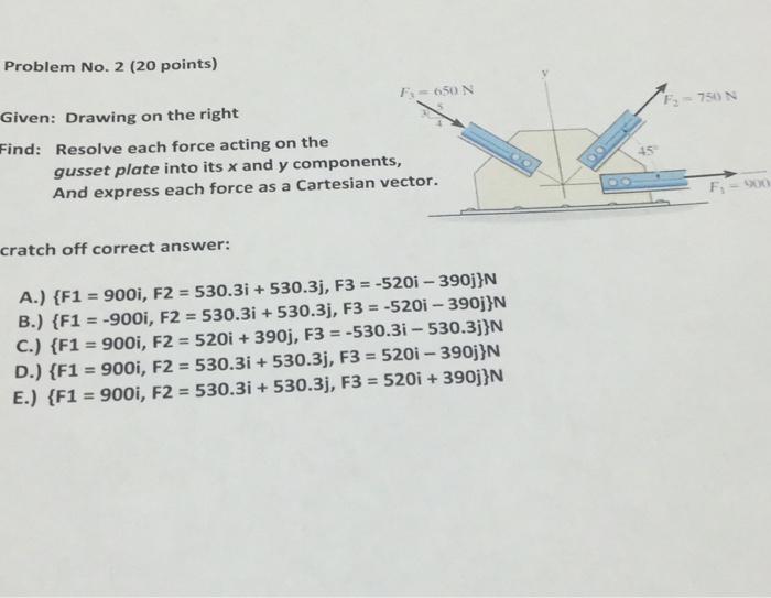Solved Given: Drawing on the right Find: Resolve each force | Chegg.com