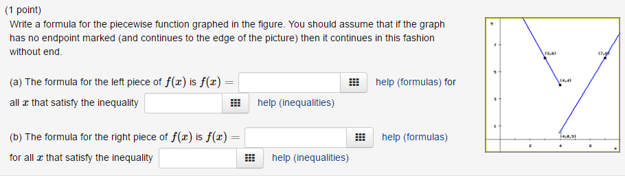 Solved (1 point) Write a formula for the piecewise function | Chegg.com