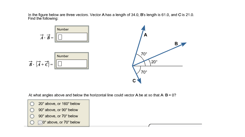 Solved In the figure below are three vectors. Vector A has a | Chegg.com Solved In the figure below are three vectors. Vector A has a | Chegg.com
