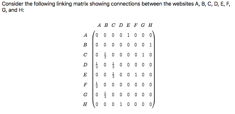Solved Consider the following linking matrix showing | Chegg.com