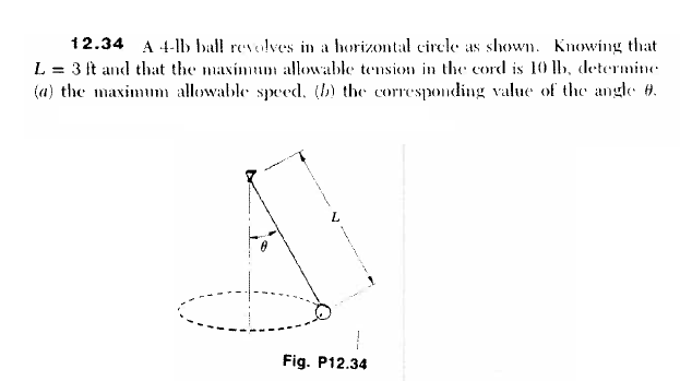 Solved 4 lb ball revolves in a horizontal circle as shown. | Chegg.com
