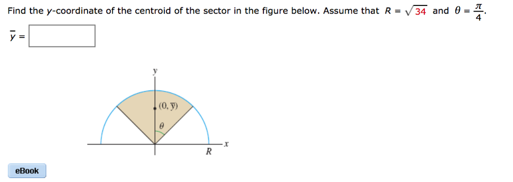 Solved Λ Find the y-coordinate of the centroid of the sector | Chegg.com
