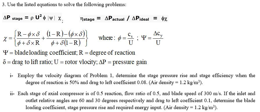 3. Use the listed equations to solve the following | Chegg.com
