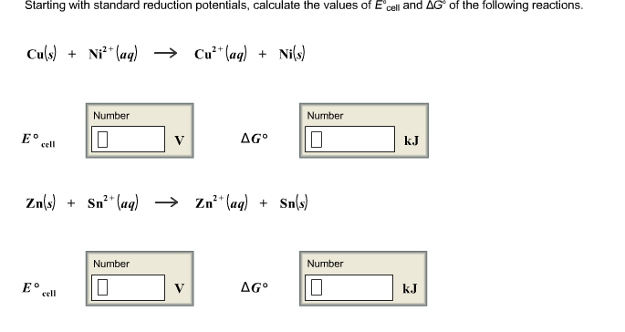 Solved starting with standard potentials calculate ecell and | Chegg.com