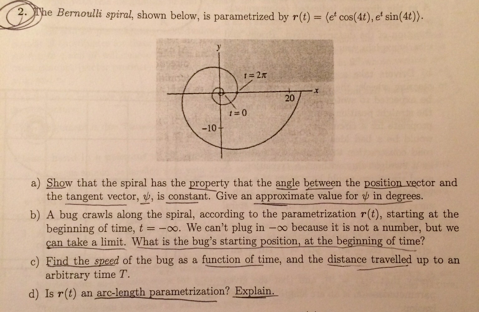 Solved The Bernoulli spiral, shown below, is parametrized by | Chegg.com