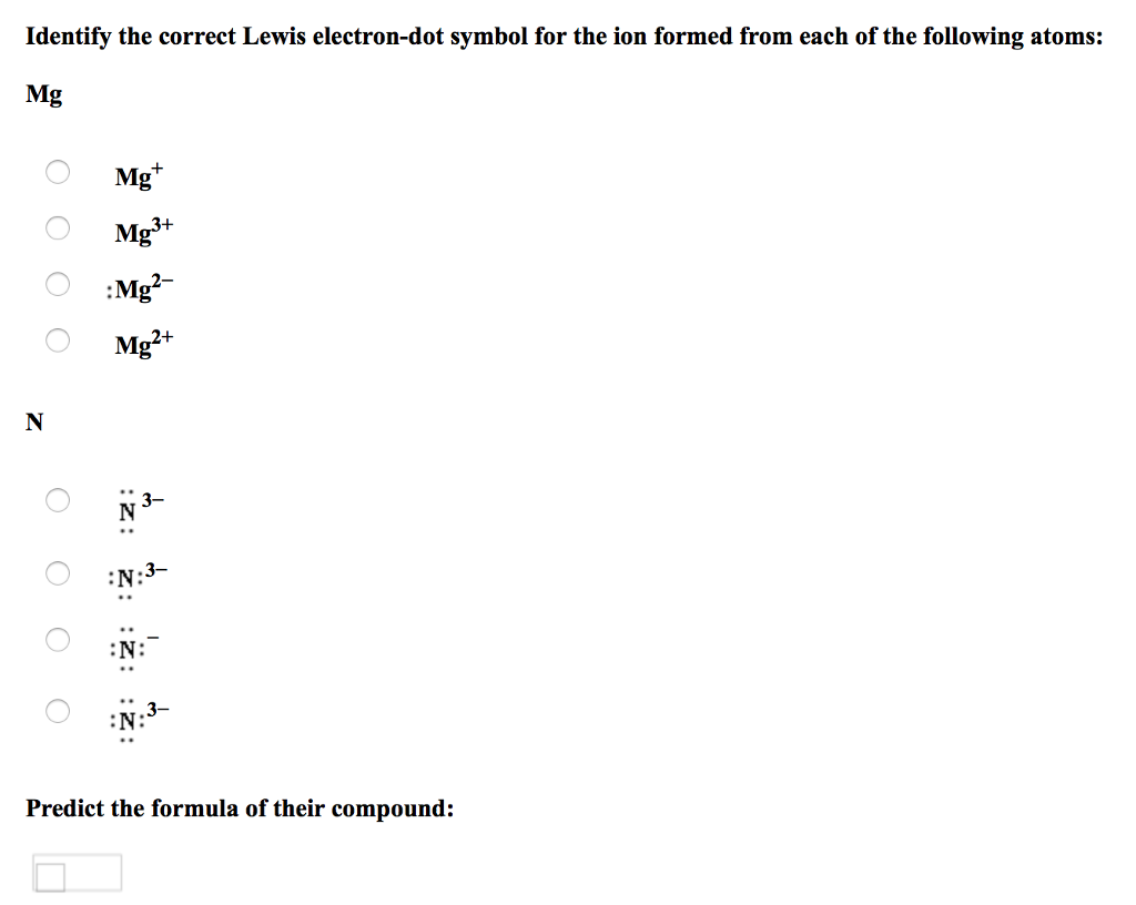Solved Identify The Correct Lewis Electron Dot Symbol For