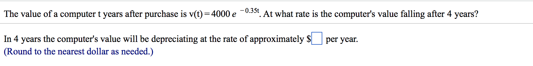 Solved The value of a computer t years after purchase is | Chegg.com