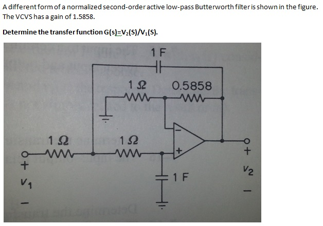 Solved A different form of a normalized second-order active | Chegg.com
