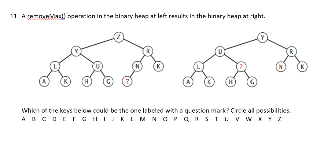 Solved A removeMax() operation in the binary heap at left | Chegg.com