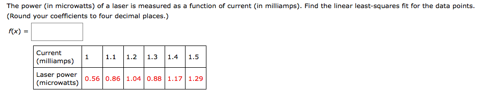 Solved The power (in microwatts) of a laser is measured as a | Chegg.com