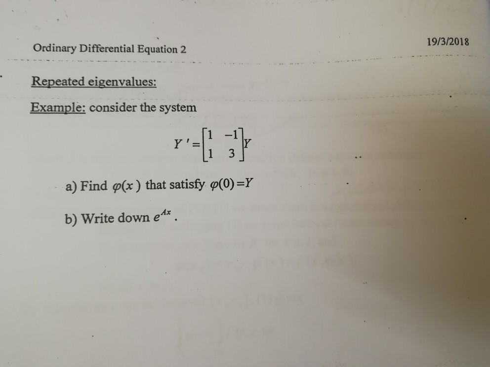 Solved 19/3/2018 Ordinary Differential Equation 2 Repeated | Chegg.com