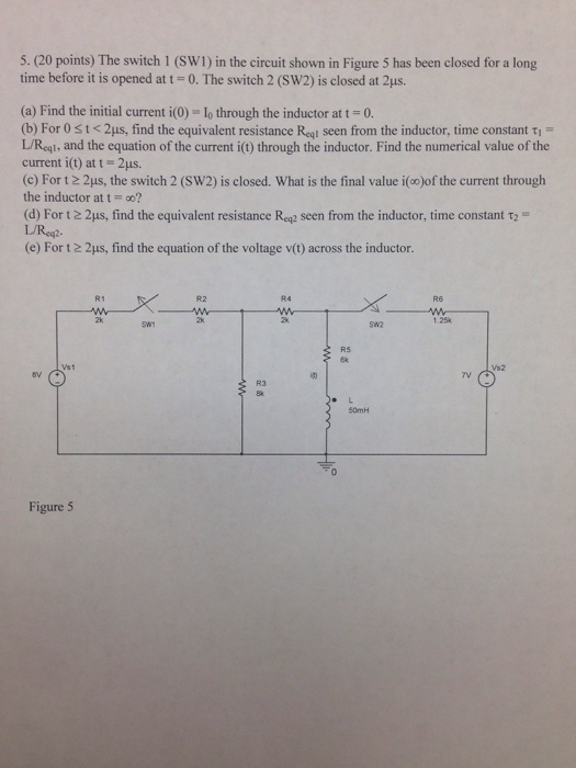 The switch 1 (SW1) in the circuit shown in Figure 5 | Chegg.com