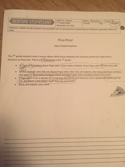 Solved The 7th grade students took a survey about which | Chegg.com