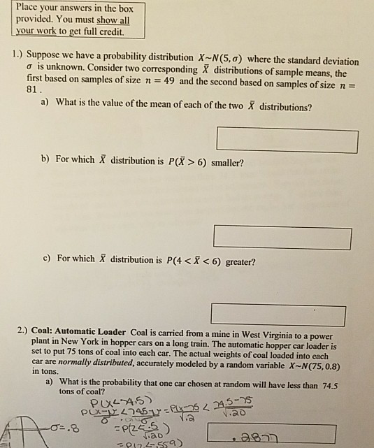 Solved Place your answers in the box provided. You must show | Chegg.com