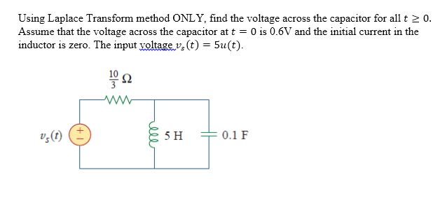 Solved Using Laplace Transform method ONLY, find the voltage | Chegg.com