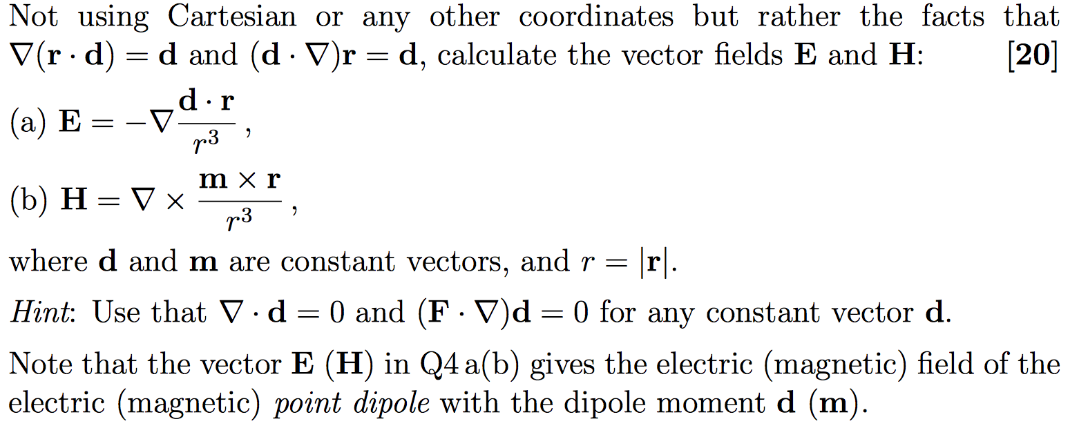 Solved How do I go about using the del operator to calculate | Chegg.com
