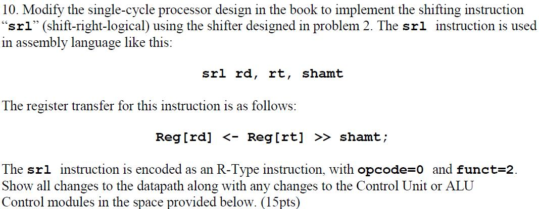 Solved Modify the single-cycle processor design in the book | Chegg.com
