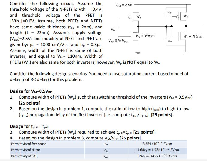 Solved Consider the following circuit. Assume the threshold | Chegg.com