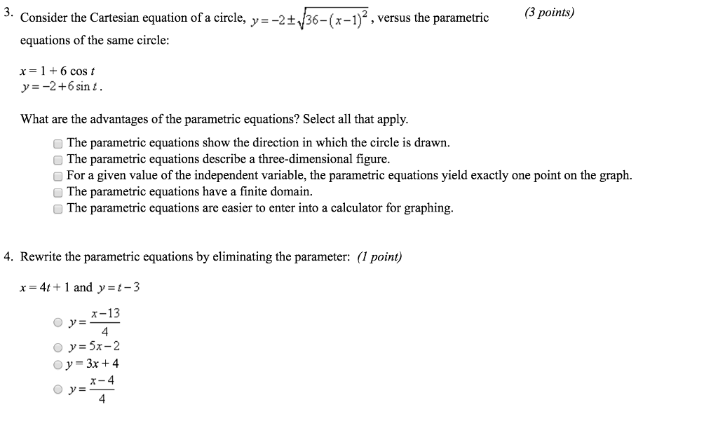 Solved Consider the Cartesian equation of a circle, y = -2 | Chegg.com