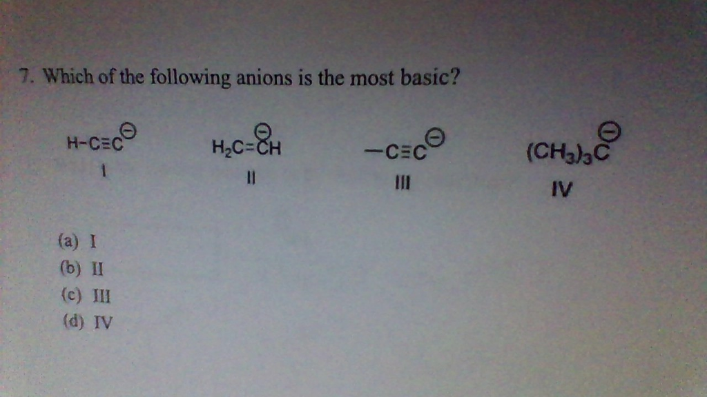 Solved Which of the following anions is the most basic? (a) | Chegg.com